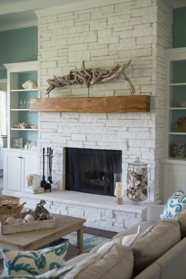 33 Coastal Fireplace Ideas to Inspire Your Seaside-Inspired Decor ...