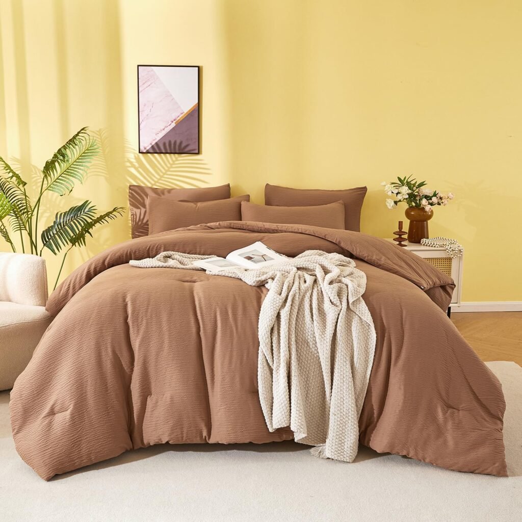 Cozy Cocoa Brown Style : The Double-Layer Crinkle Gauze Queen Comforter ...